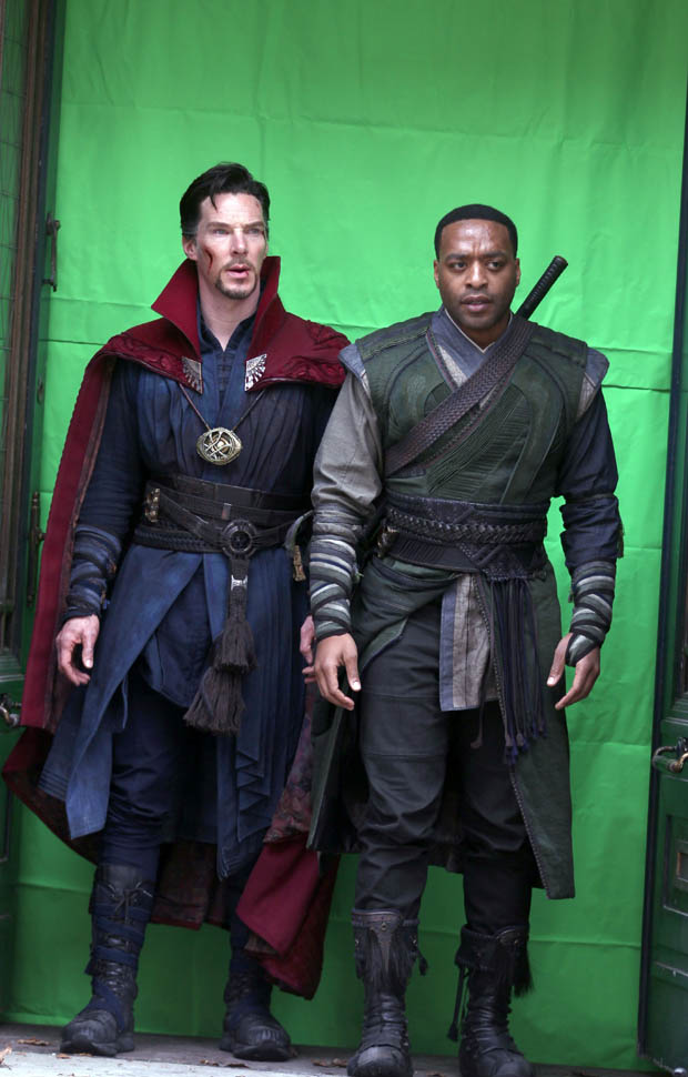 Benedict Cumberbatch and Chiwetel Ejiofor in costume on the set of ...
