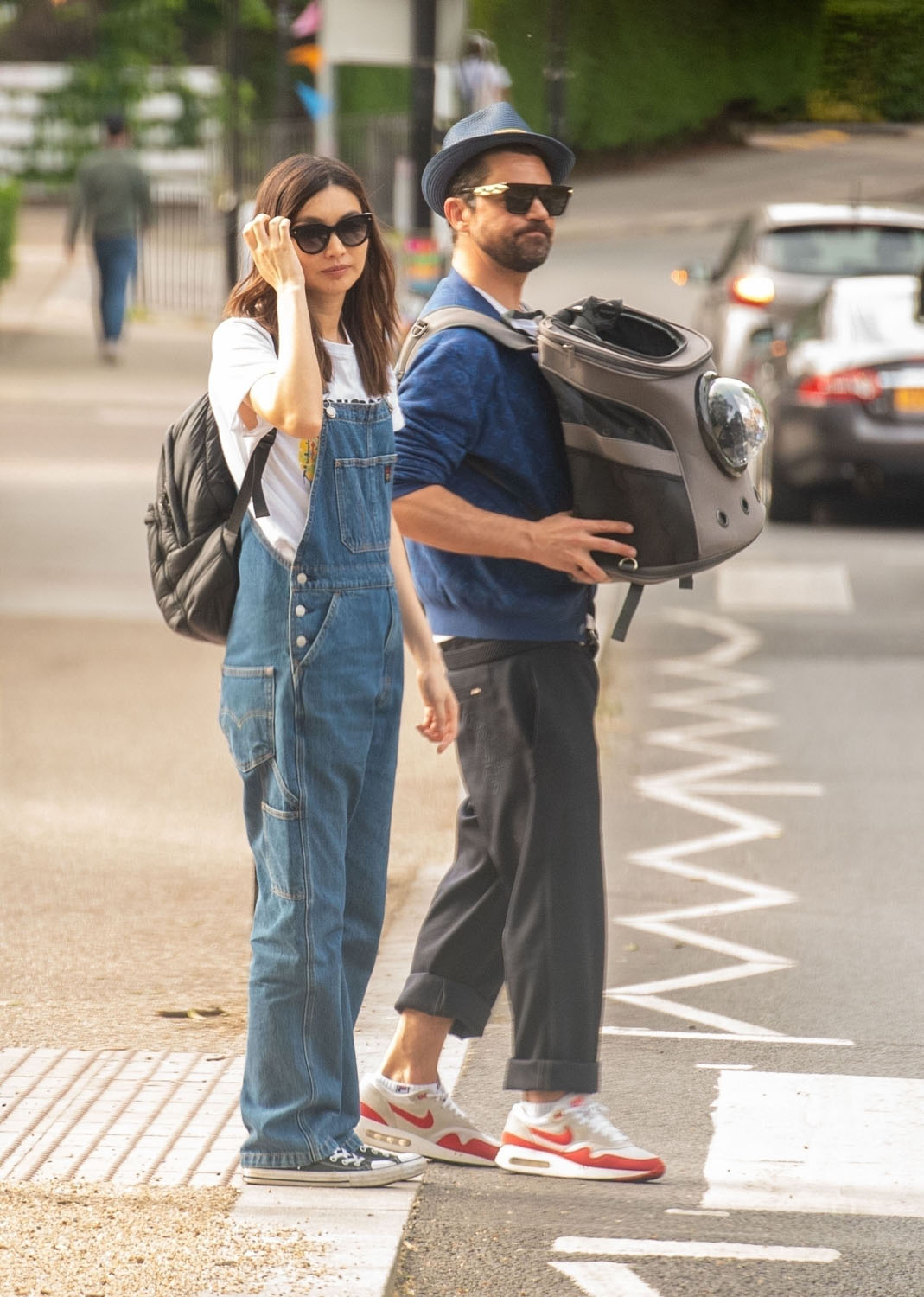 Gemma Chan and Dominic Cooper's cat, Mr. Kitty, enjoys some fresh air ...