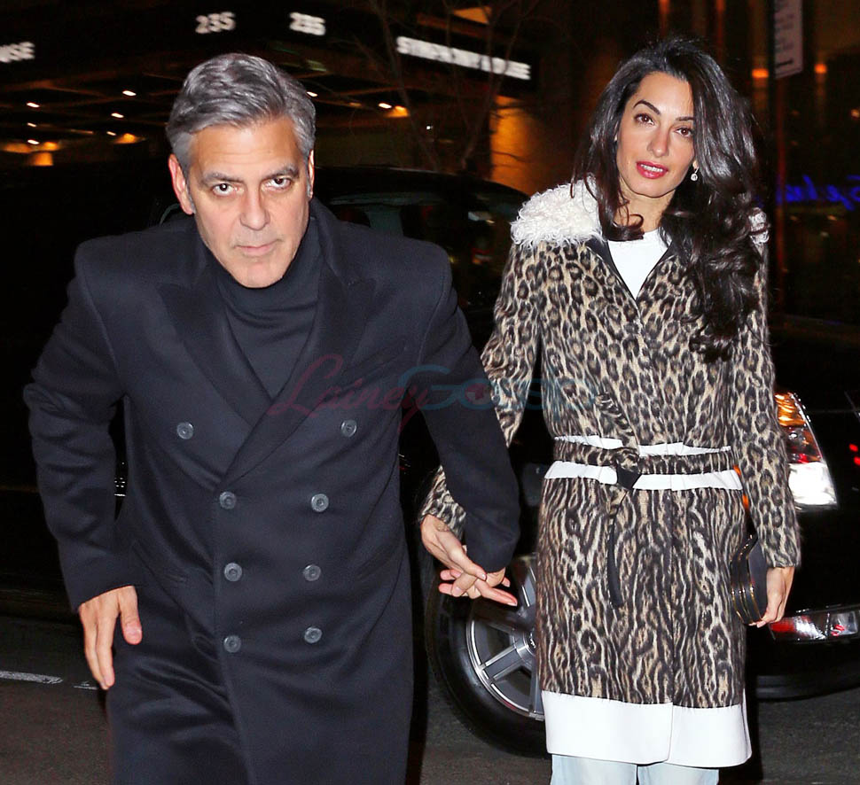 George and Amal Clooney have dinner with George's mom in New York ...