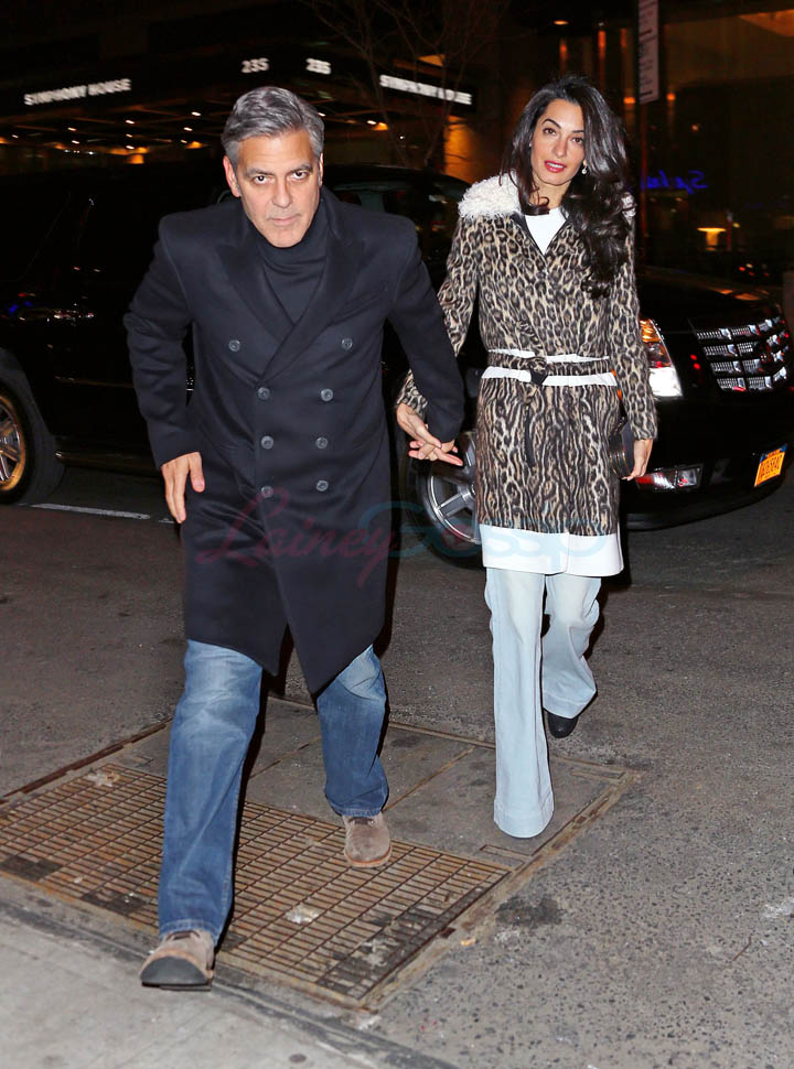 George and Amal Clooney have dinner with George's mom in New York ...