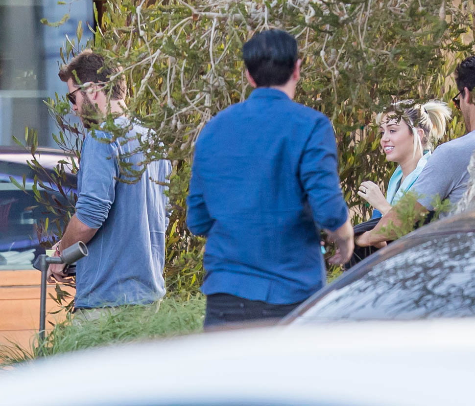 Miley Cyrus and Liam Hemsworth together at Soho House in Malibu on ...