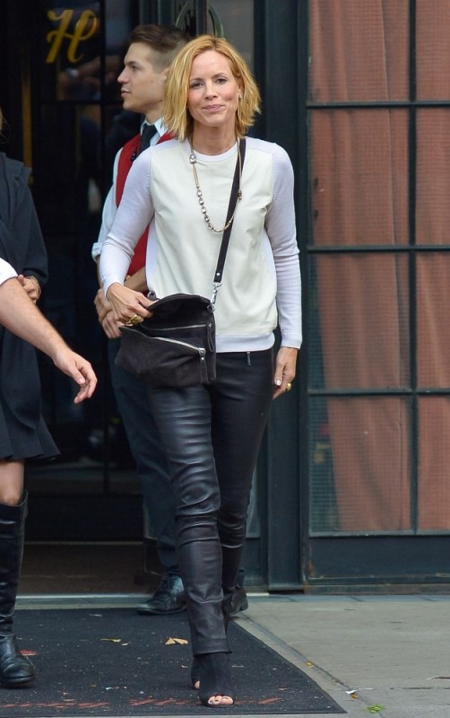 Maria Bello’s leather pants|Lainey Gossip Lifestyle
