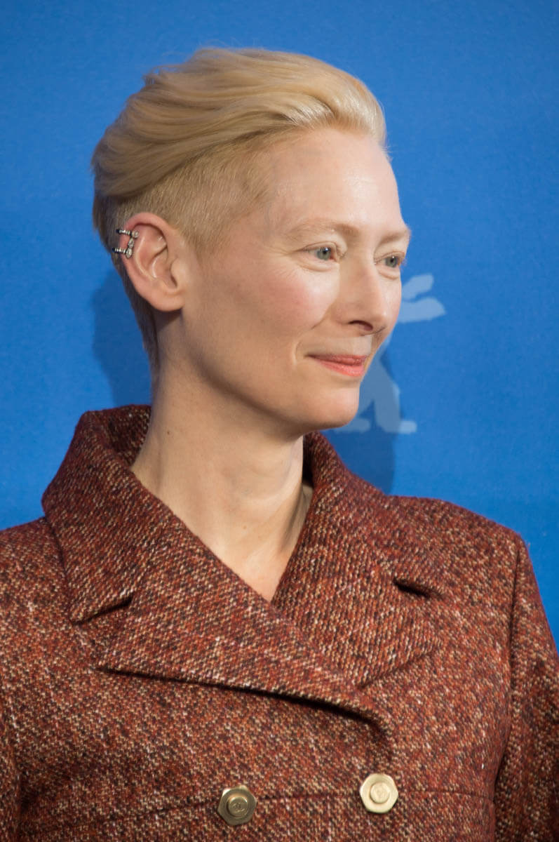Tilda Swinton in tweed at the 'Isle Of Dogs' photo call in Berlin